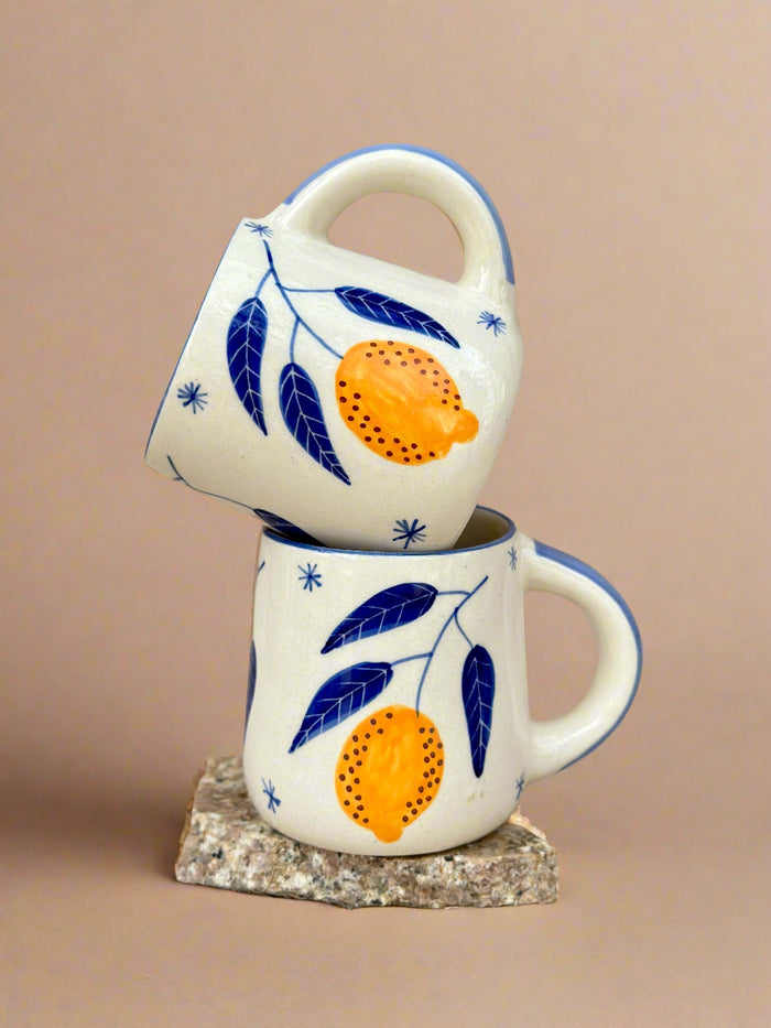 Lemon Leafy Ceramic Coffee Mug (300 ml)