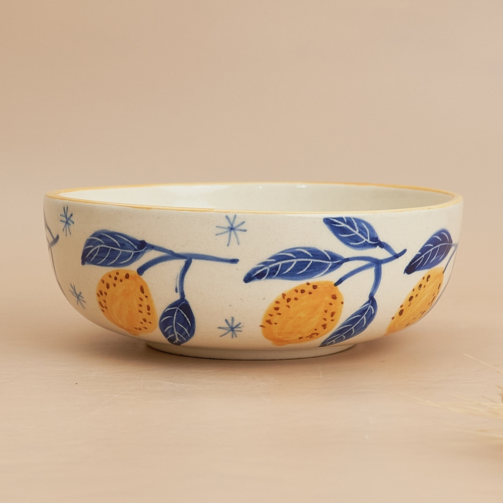 Lemon Leafy Ceramic Bowl - Large