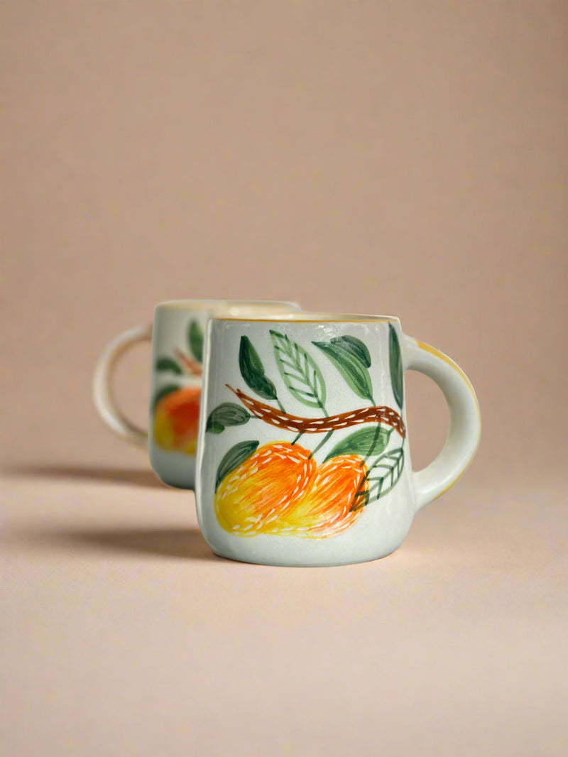 Mango Mehfil Handpainted Ceramic Mug (300 ml )