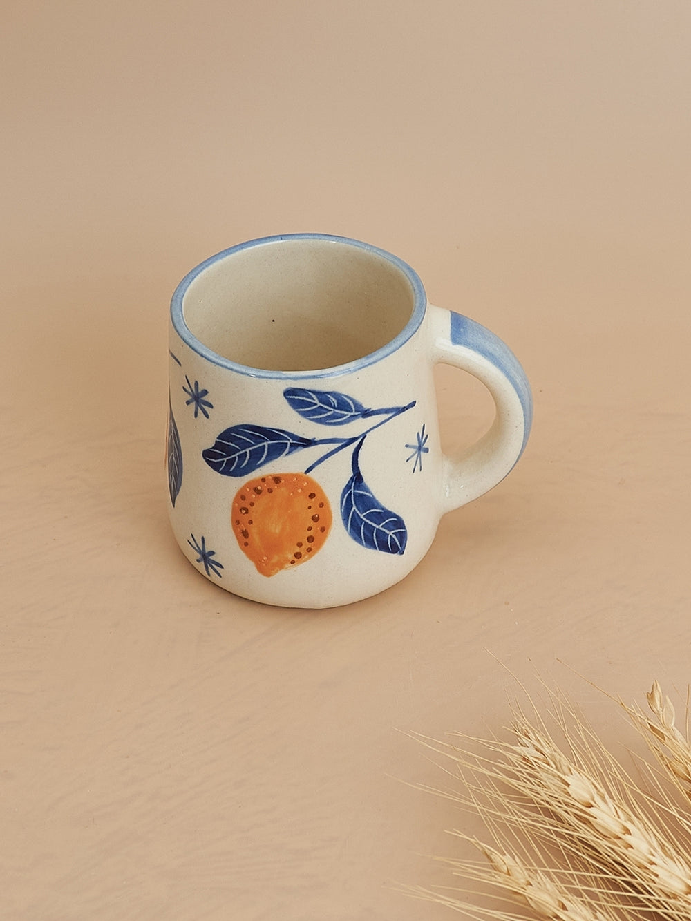 Italian Lemon Leafy Ceramic Coffee Cup: 250ml